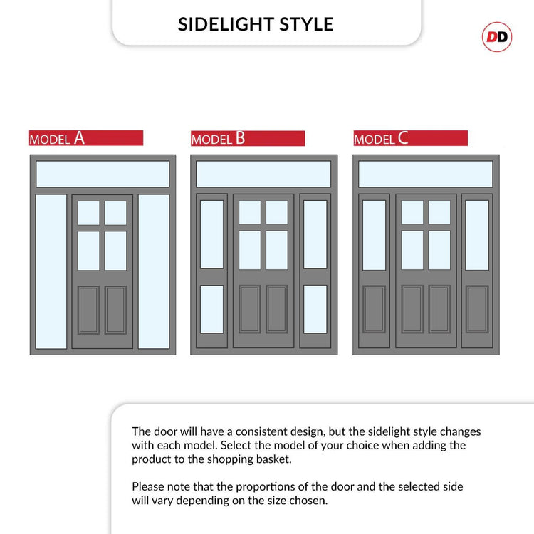 Exterior Colonial 4L 2P Front Door with Two Sidelights & Transom - Cus ...