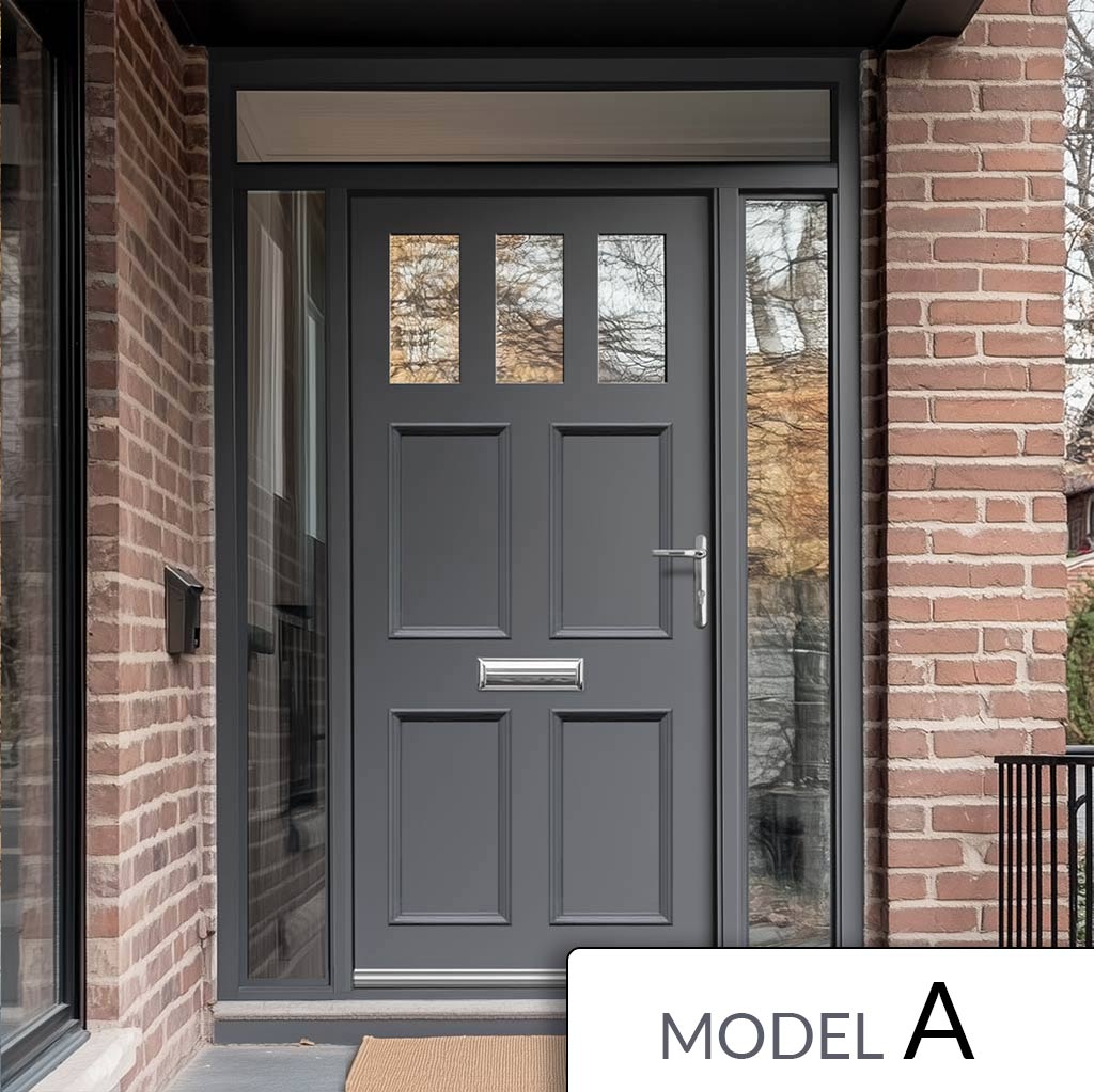 Exterior Victorian Gaskell 3L 4P Front Door with Two Sidelights & Tran