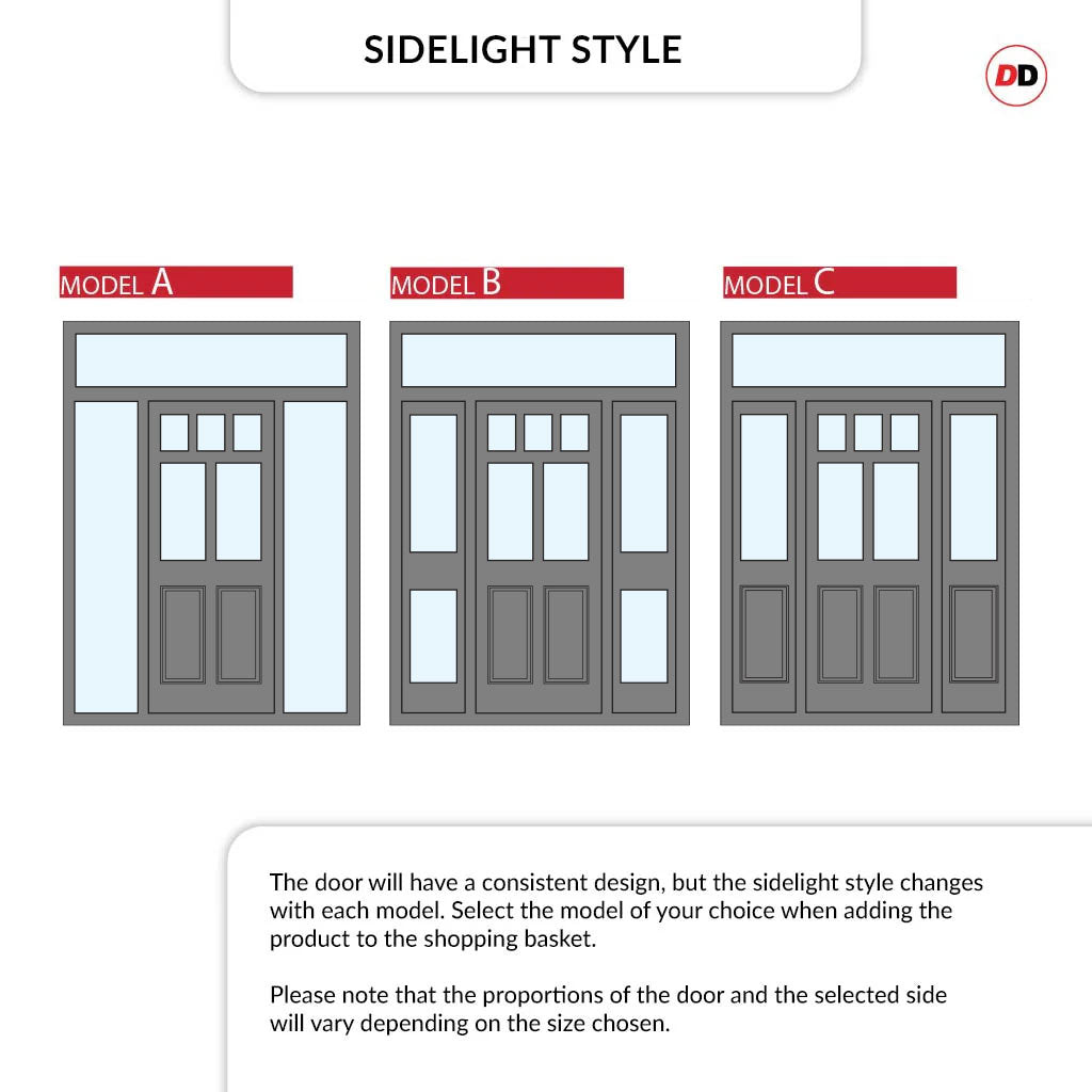 External Victorian Gaskell 5L 2P Front Door with Two Sidelights & Tran