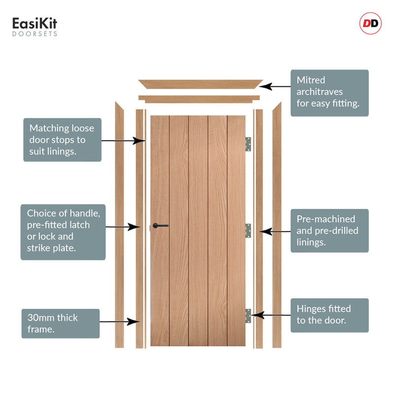 EasiKit Internal Door and Frame Kit - Wexford Oak Panel Internal Door ...
