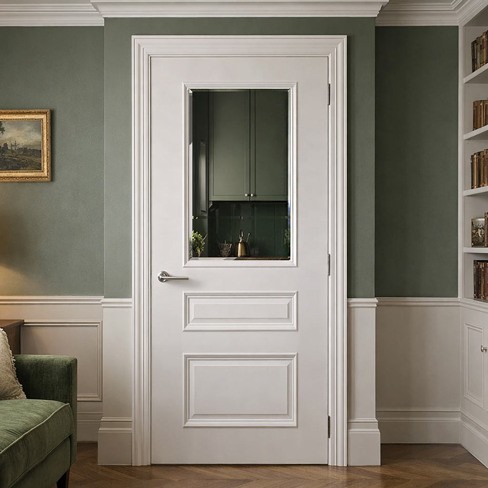 Windsor White Primed Internal Door - Clear Bevelled Glass – Direct Doors