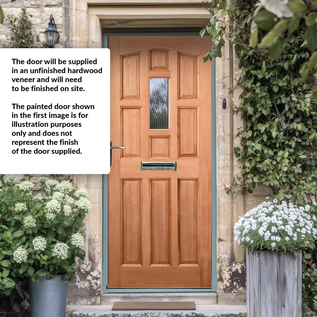 York Meranti Wooden Front Door - Reeded Toughened Double Glazing ...