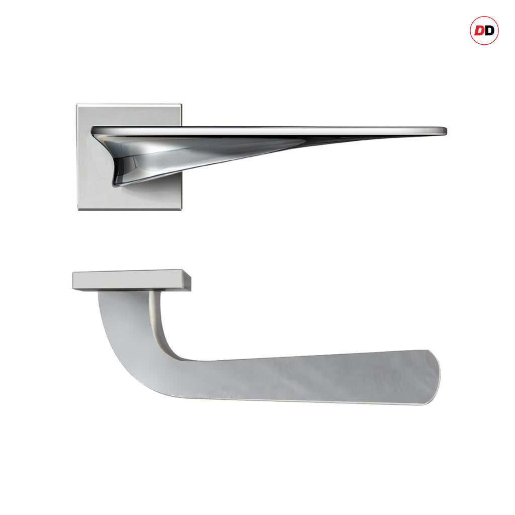 Zenith Door Lever Bathroom Handle Pack - 4 Square Hinges - Polished Ch ...