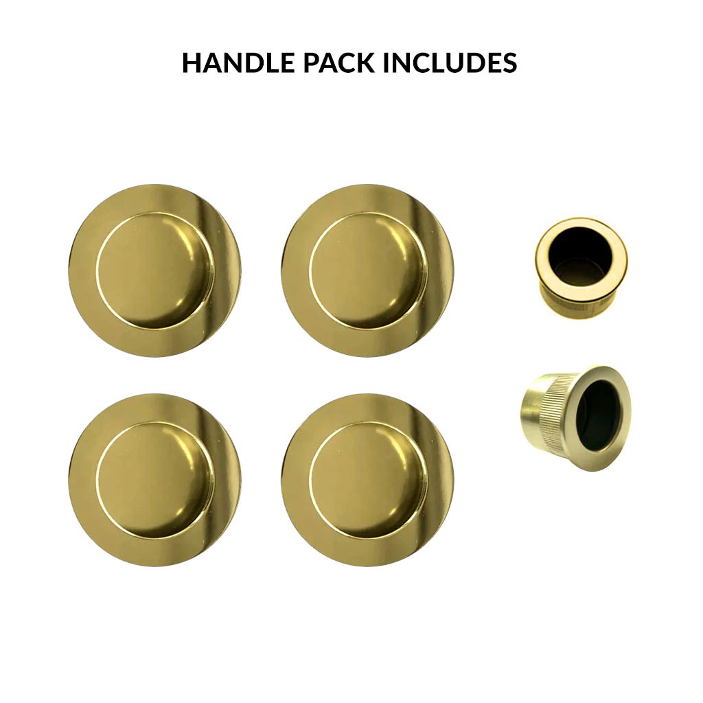 2 Pairs of Anniston 50mm Sliding Door Round Flush Pulls and 2x Finger