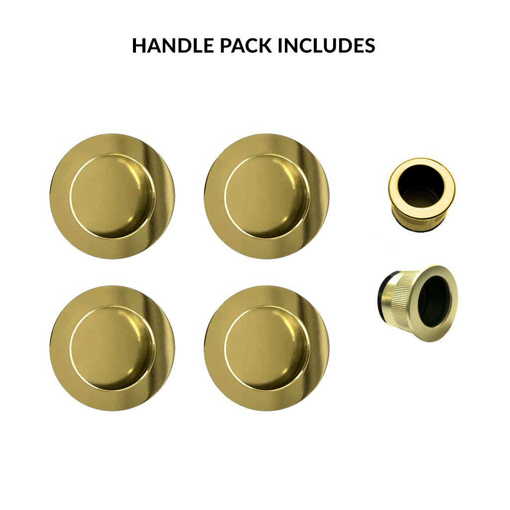 2 Pairs of Anniston 50mm Sliding Door Round Flush Pulls and 2x Finger