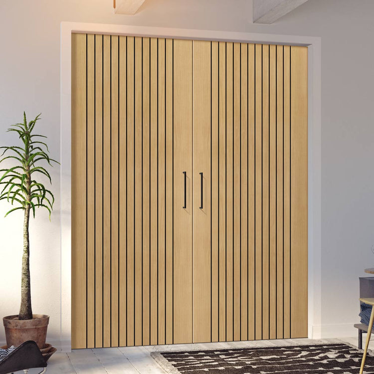 J B Kind Laminates Aria Oak Coloured Internal Internal Door Pair - Pre ...