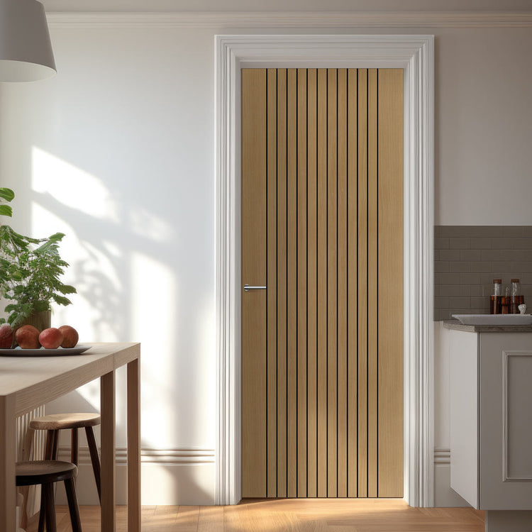 J B Kind Laminates Aria Oak Coloured Internal Door - Prefinished ...