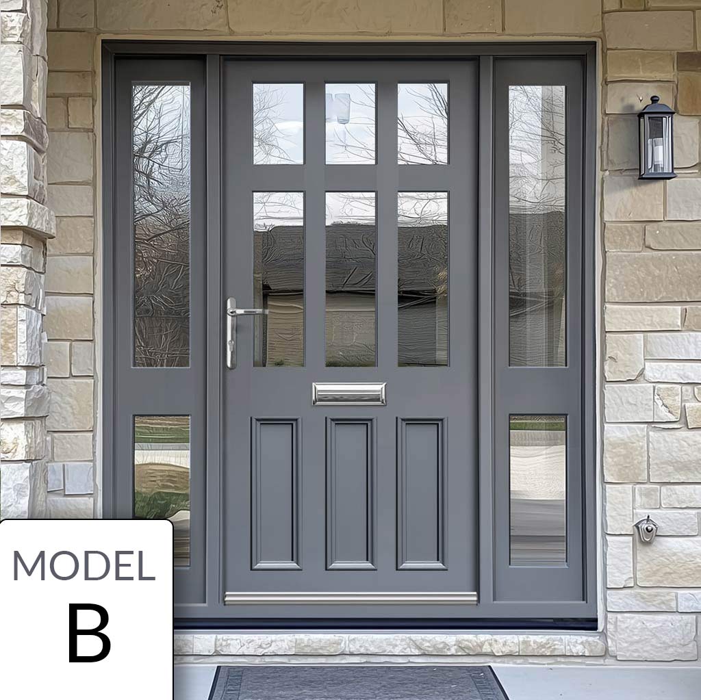 Exterior Victorian Blackwell 6L 3P Front Door with Two Sidelights - Cu