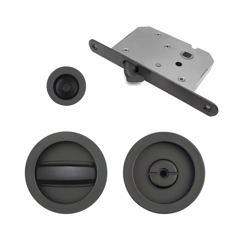 Davis Pocket Door Round Bathroom Lock Turn - Matt Black – Direct Doors