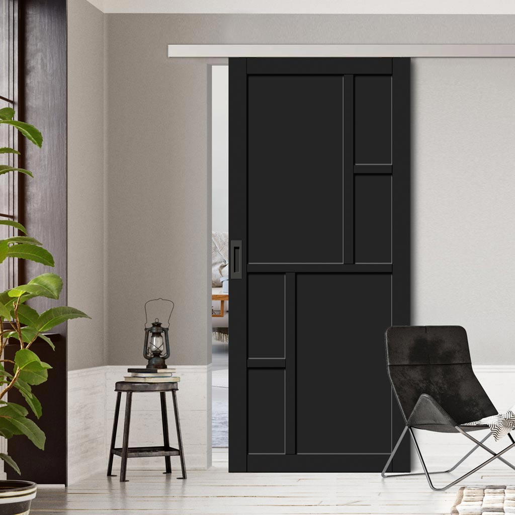 Single Sliding Door & Premium Wall Track - Eco-Urban® Cairo 6 Panel Do