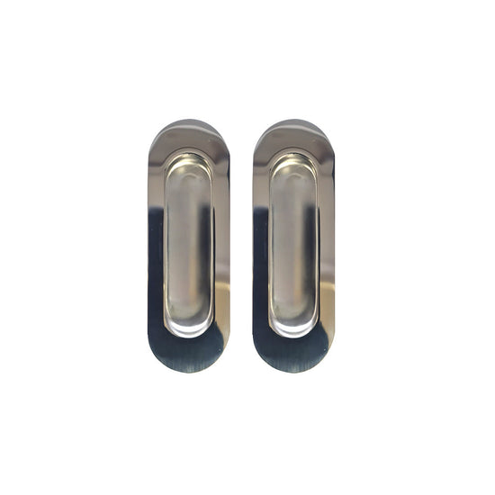 Burbank 120mm Sliding Door Oval Flush Pulls Pair and Single Finger Pul ...