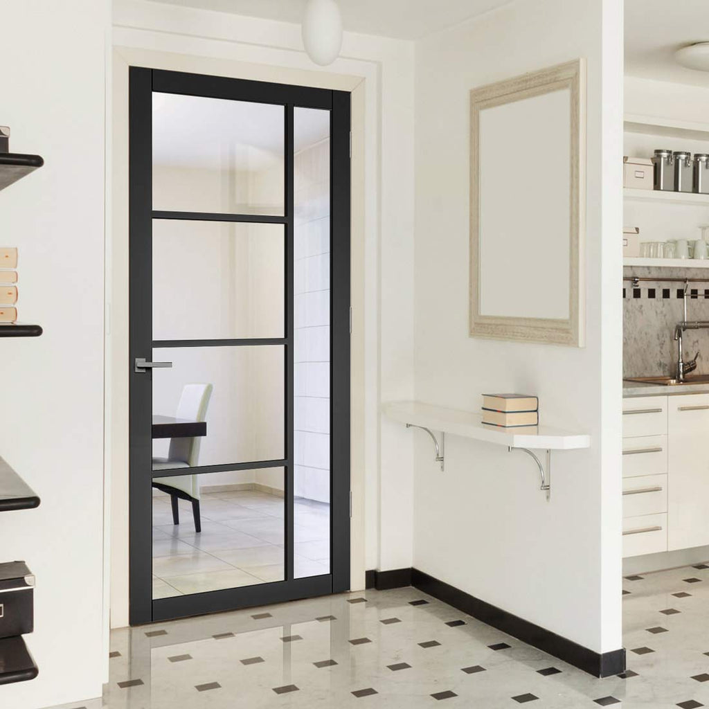Brixton Black Internal Door - Prefinished - Clear Glass - Urban Collec