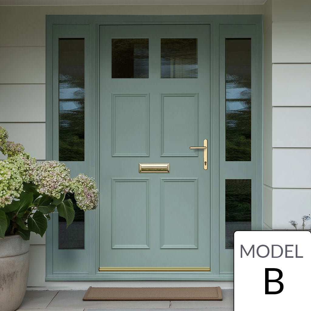 Exterior Colonial 2L 4P Front Door with Two Sidelights - Customisable: