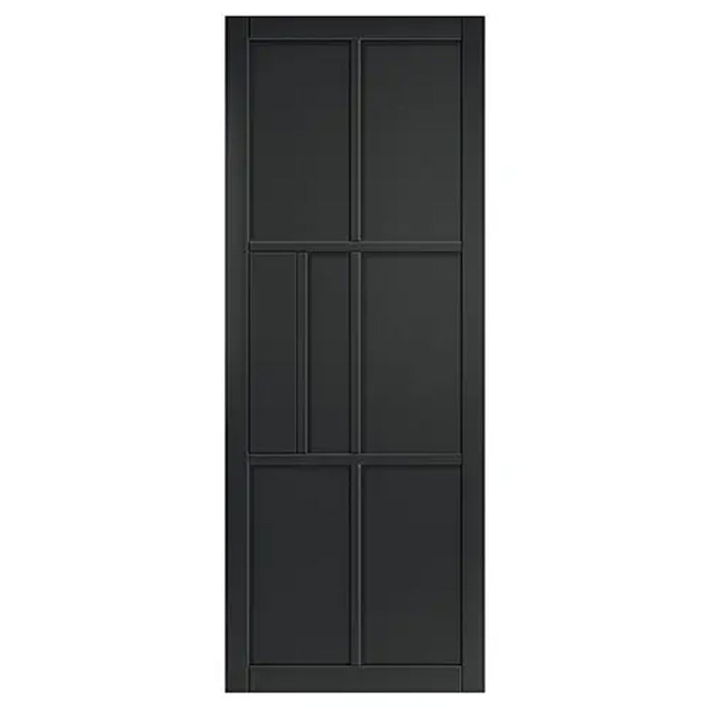Top Mounted Black Sliding Track & Double Door - Industrial Civic Black