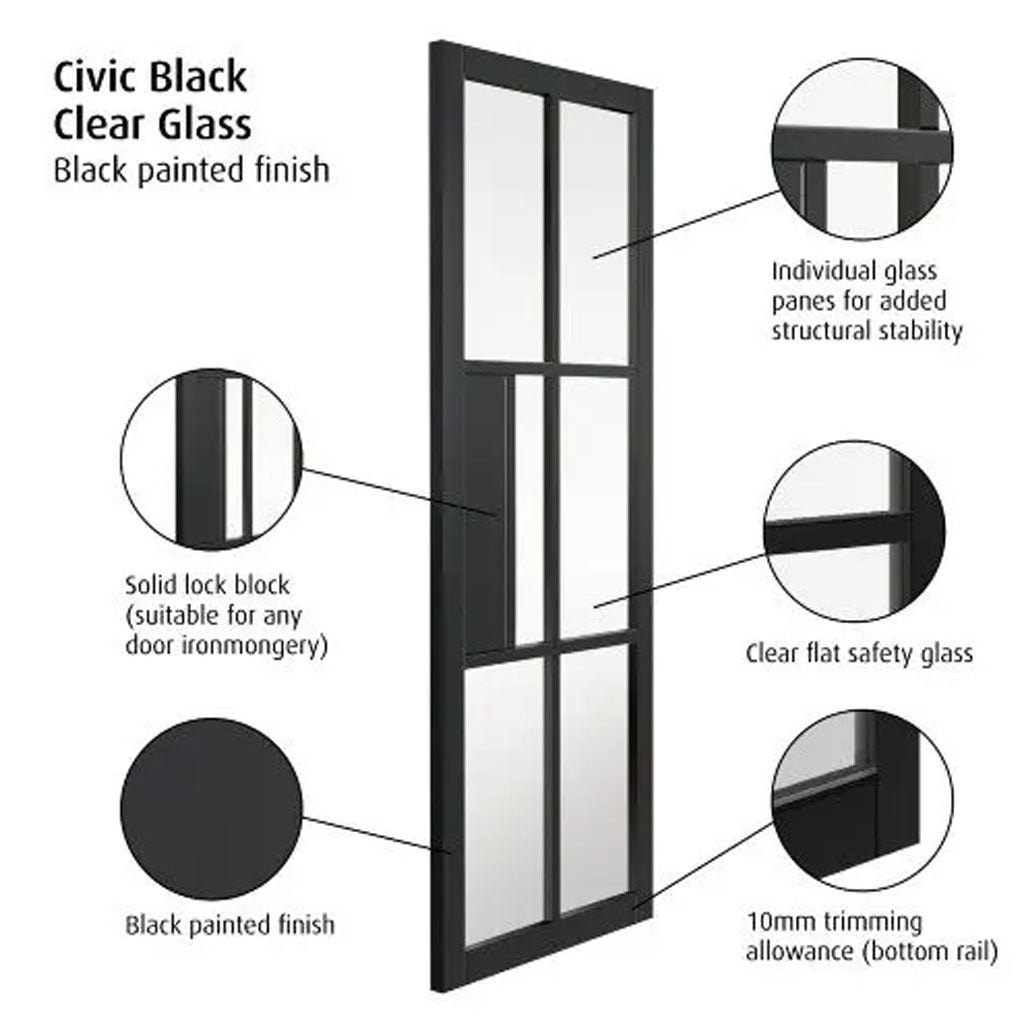 Top Mounted Black Sliding Track & Double Door - Industrial Civic Black