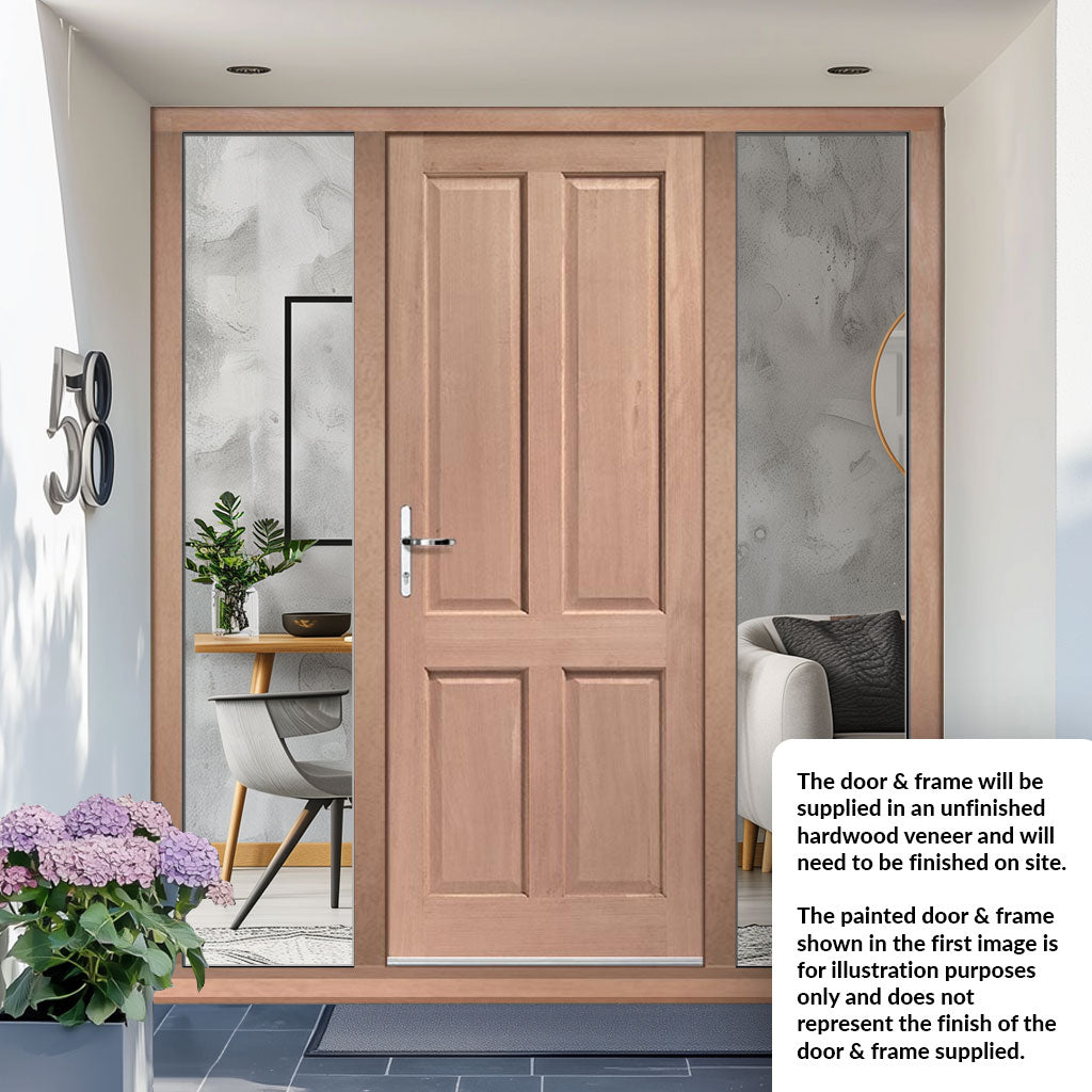 Colonial 4 Panel External Hardwood Front Door and Frame Set - Two Ungl