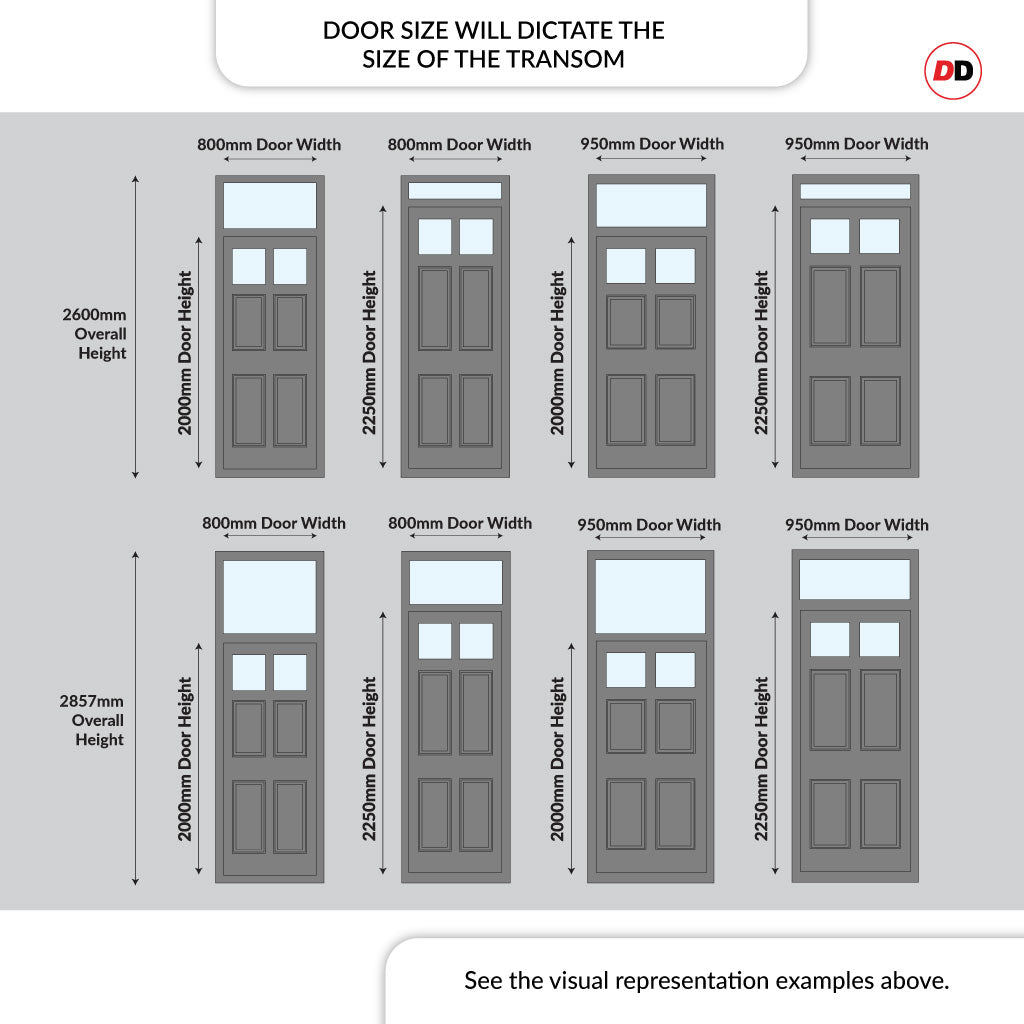 Exterior Colonial 2L 4P Front Door with Transom - Customisable: Size,