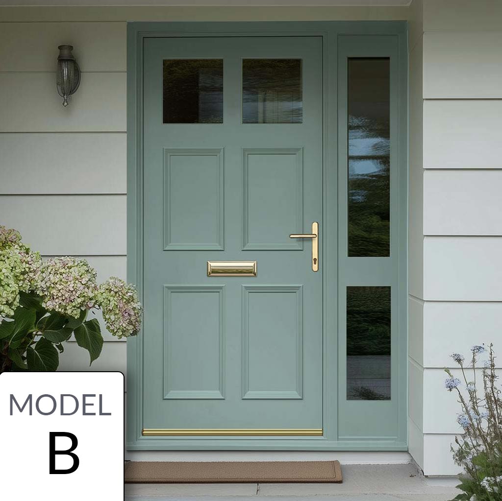 Exterior Colonial 2L 4P Front Door with Single Sidelight - Customisabl
