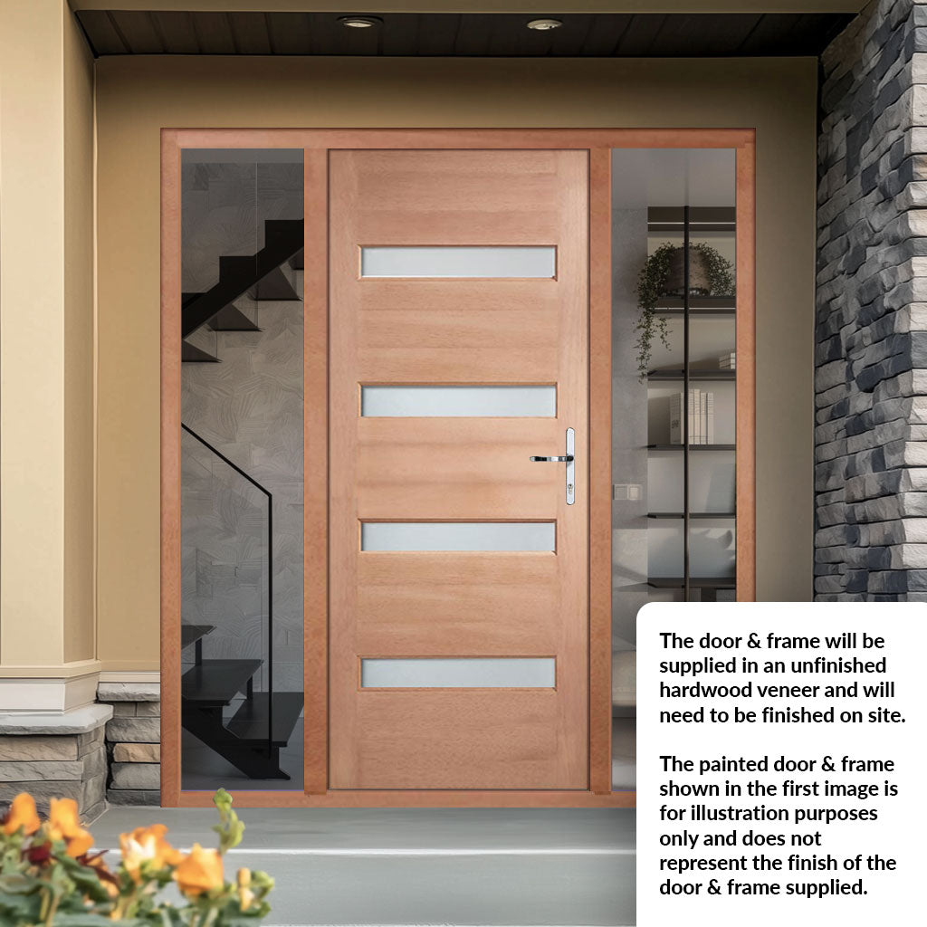 Balham External Hardwood Front Door and Frame Set - Frosted Double Gla ...