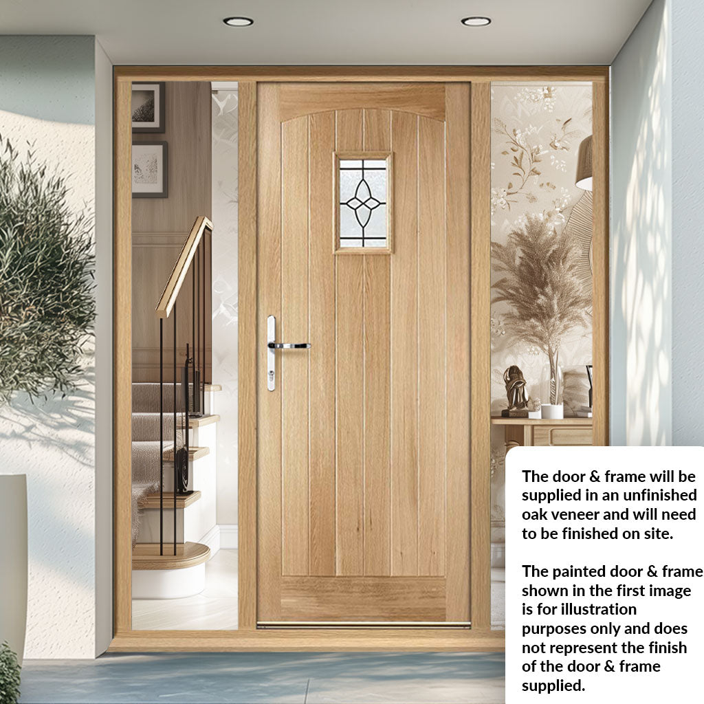 Cottage Exterior Oak Front Door and Frame Set - Bevel Tri Glazing - Tw