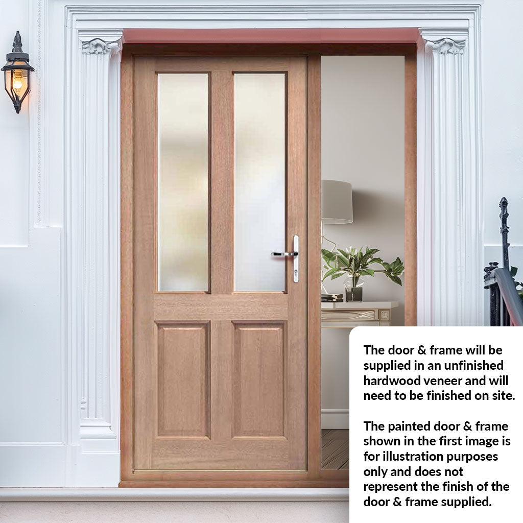 Malton External Hardwood Front Door and Frame Set - Frosted Double Gla
