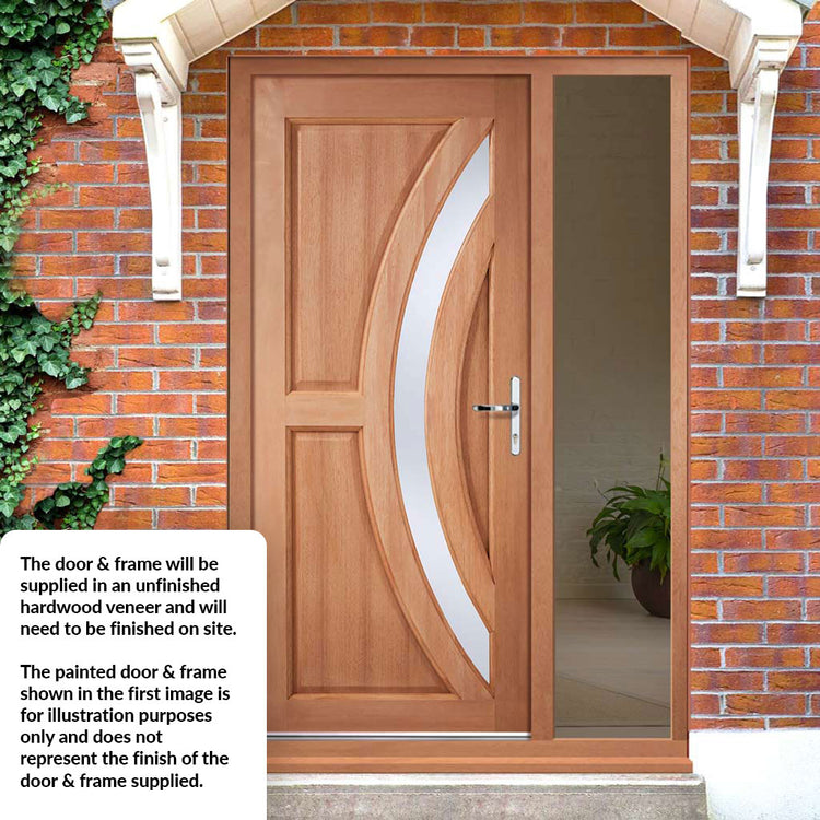 Harrow External Hardwood Front Door and Frame Set - Frosted Double Gla ...