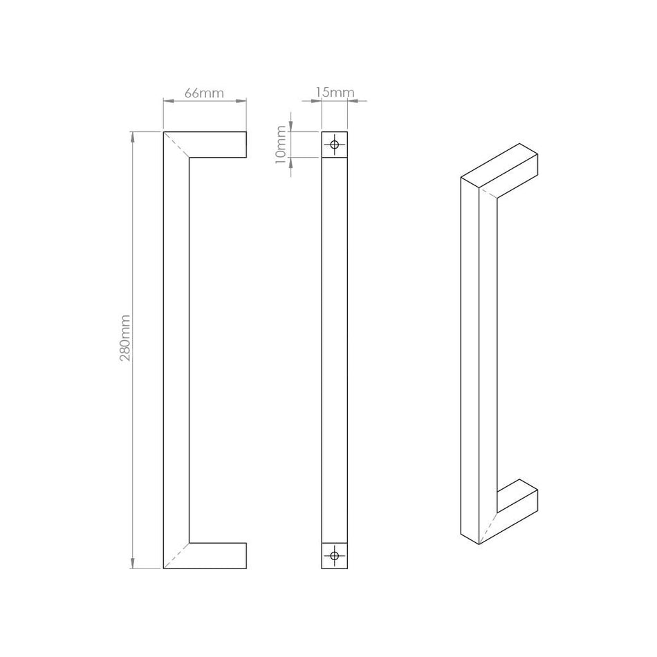 Concord 280mm Single Pull Handle - Satin Stainless Steel – Direct Doors