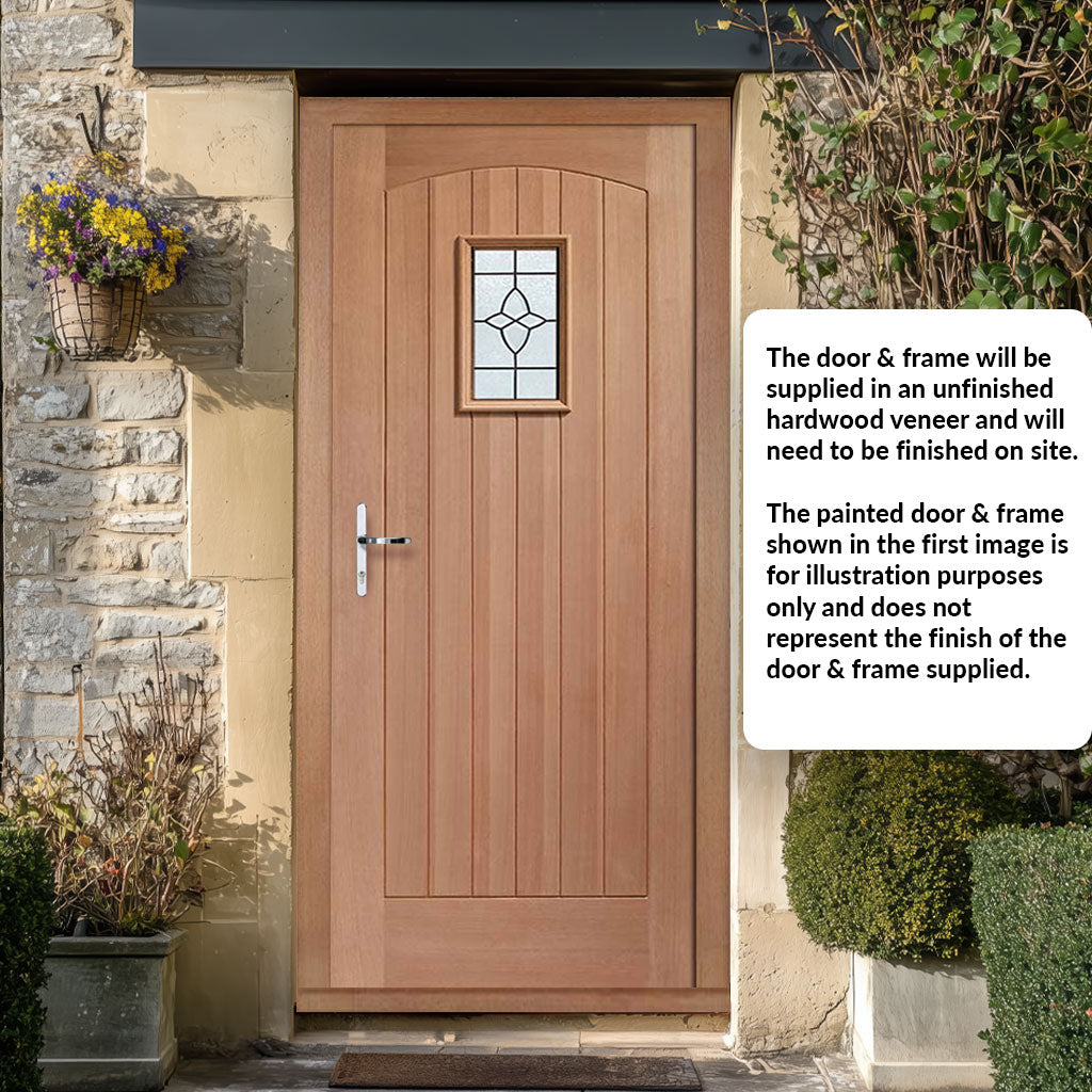 Cottage External Hardwood Front Door and Frame Set - Bevelled Double G
