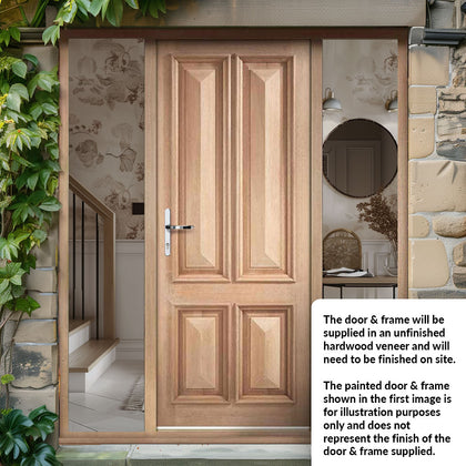 Islington 4 Panel External Hardwood Front Door and Frame Set - Two Ung ...