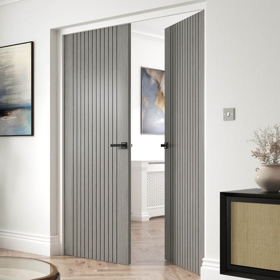 J B Kind Laminates Aria Grey Internal Internal Door Pair - Prefinished ...