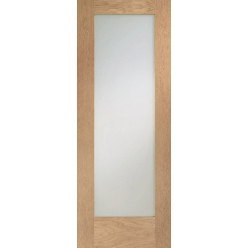 Premium Single Sliding Door & Wall Track - Pattern 10 Oak Door - Frost ...