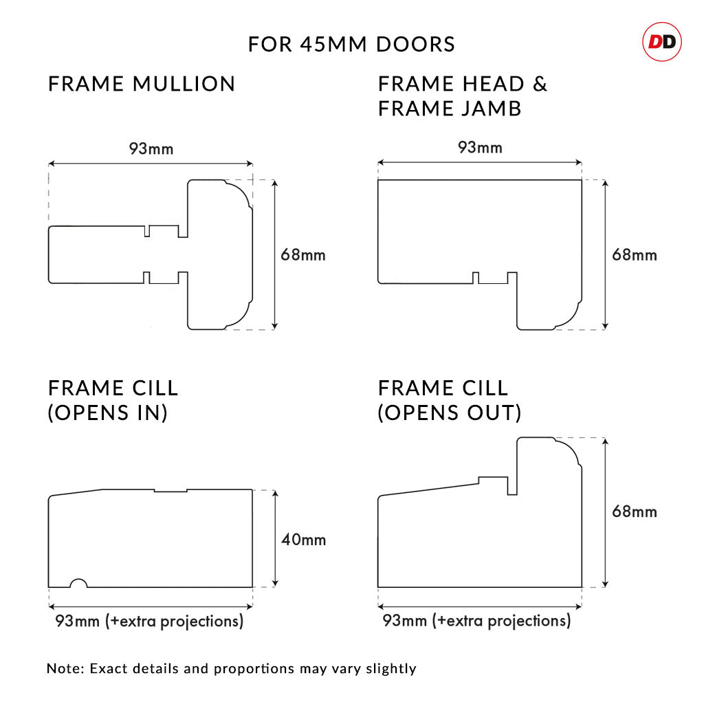 Exterior Door Frame with side glass apertures, Made to size, Type 3 Mo