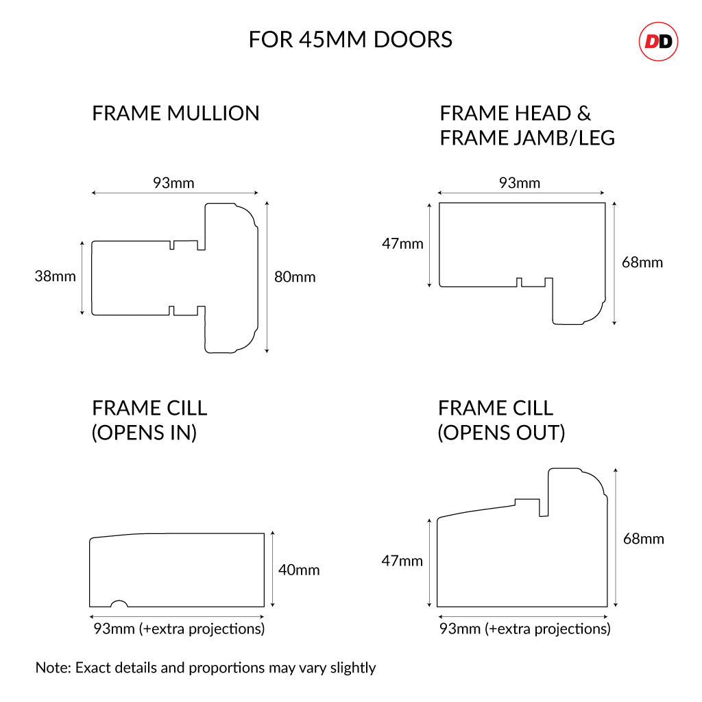 Exterior Door Frame with side glass aperture, Made to size, Type 2 Mod