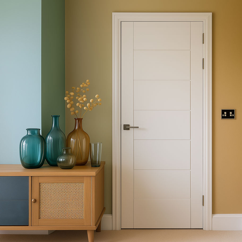 Friendly Value - White Fire Internal 7 Panel Ladder Style Door - 1/2 H