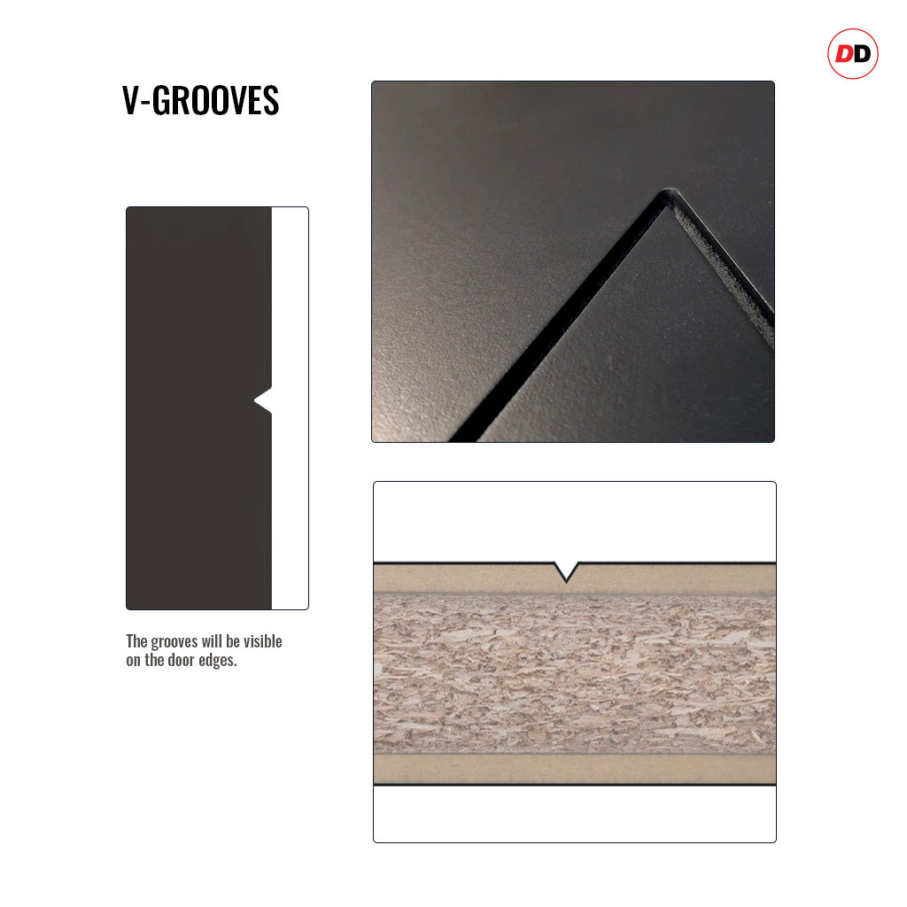 V-Line® Grooved Flush Door Pair V022 - Premium Primed - Six Colour Opt