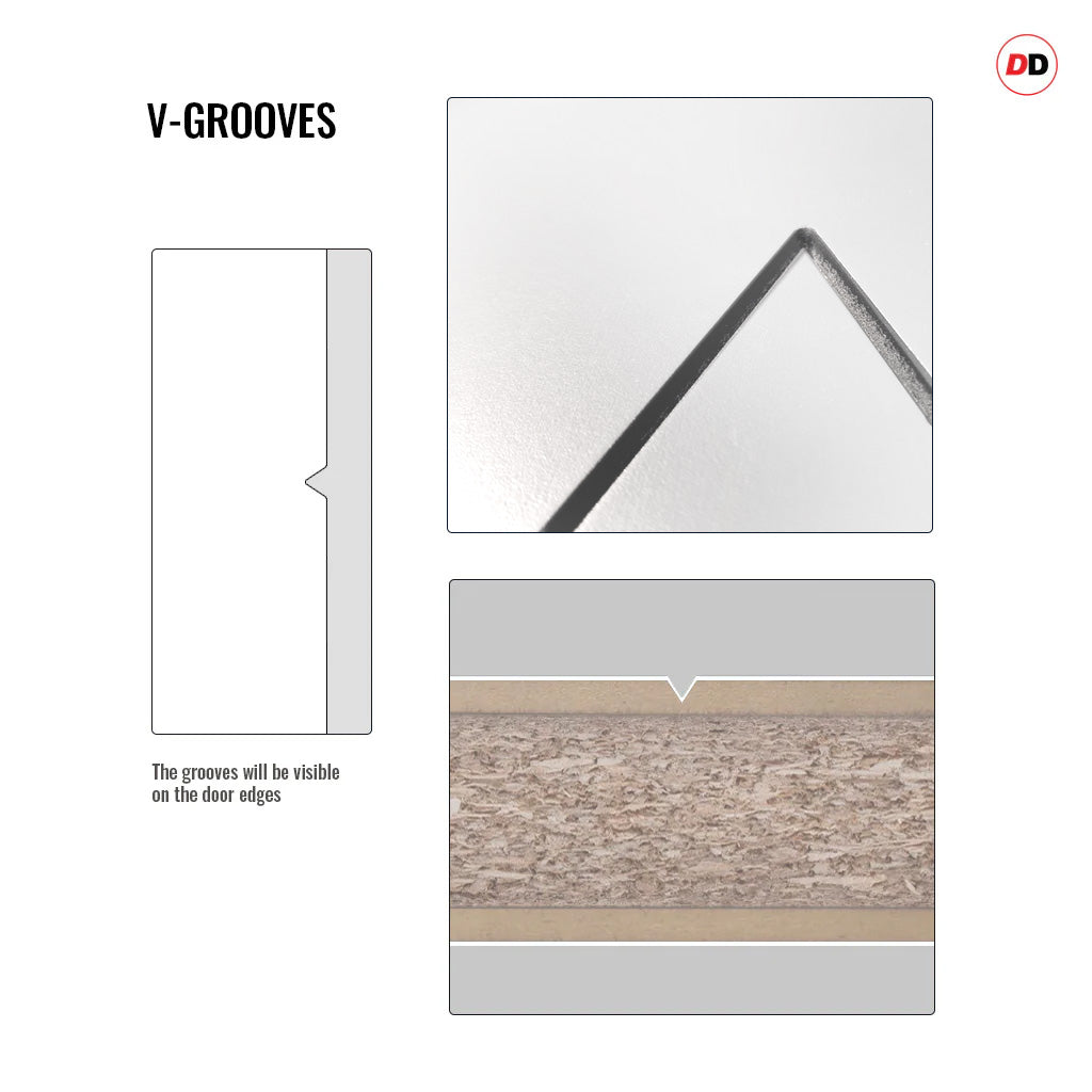 V-Line® Grooved Flush Door Pair V034 - Premium Primed - Six Colour Opt