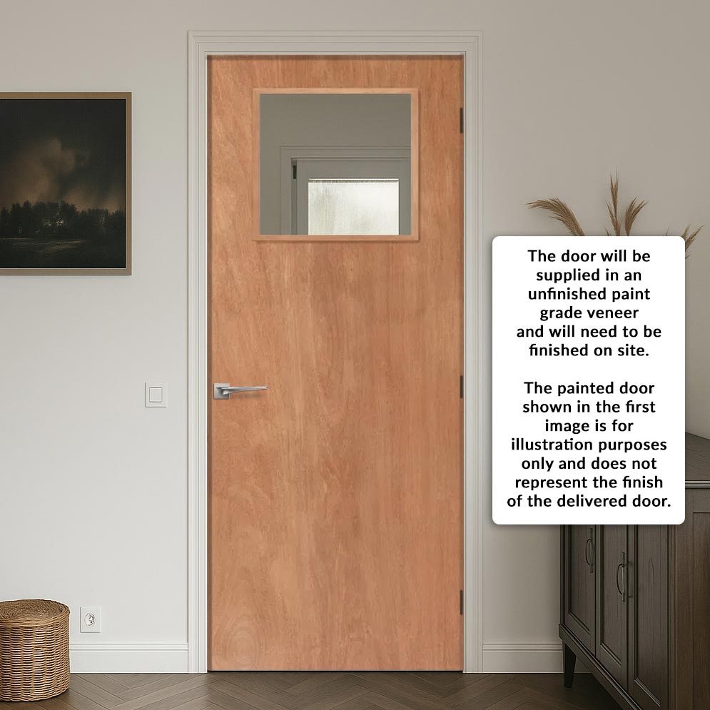 JB Kind Paint Grade Flush Trade Fire Door 1 Pane - Clear Glass - 1/2 H