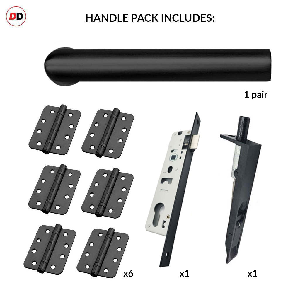 Shelton Double Door Lever Handle Pack - 6 Radius Cornered Hinges - Mat