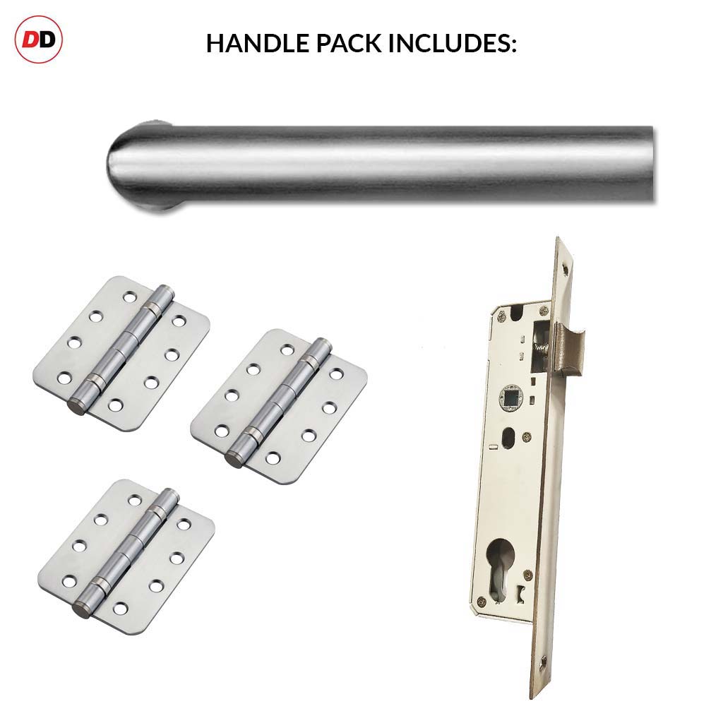 Shelton Door Lever Handle Pack - 3 Radius Cornered - Satin Stainless S