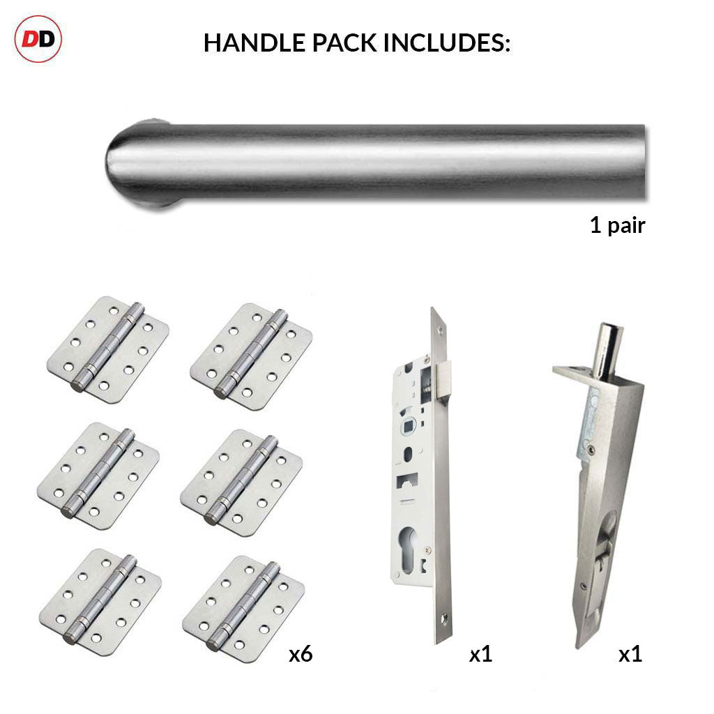 Shelton Double Door Lever Handle Pack - 6 Radius Cornered Hinges - Sat