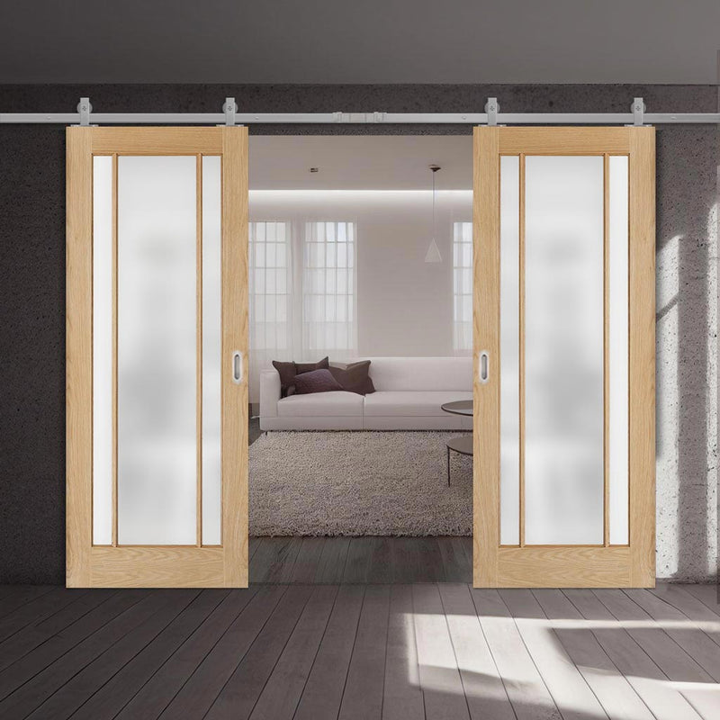 Top Mounted Stainless Steel Sliding Track & Double Door - Lincoln Oak ...