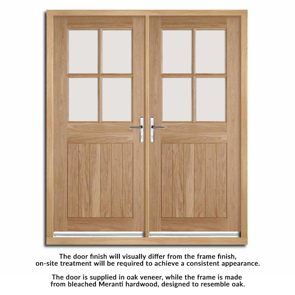Cottage 4L Exterior Oak Double Door and Frame Set - Clear Double Safet ...