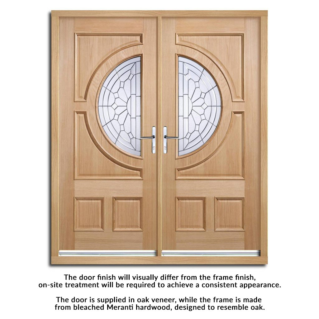 Empress External Oak Double Door and Frame Set - Zinc Clear Double Gla