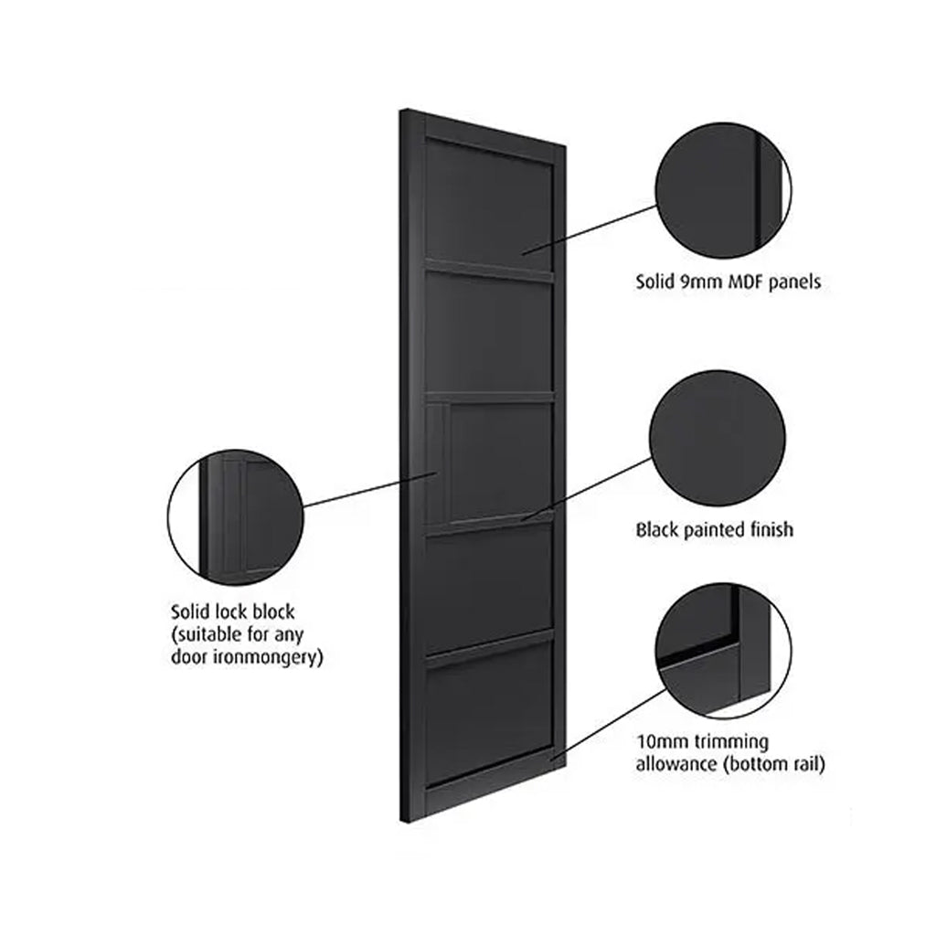Top Mounted Black Sliding Track & Double Door - Industrial Metro Black