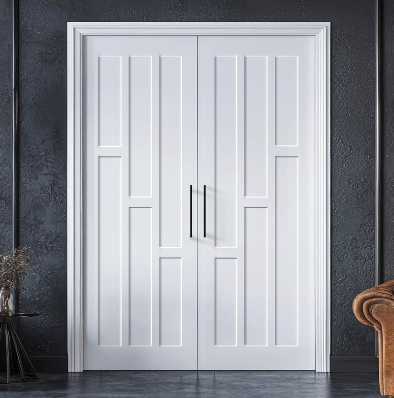 Alexander Lightly Grained Internal PVC Panel Door Pair – Direct Doors