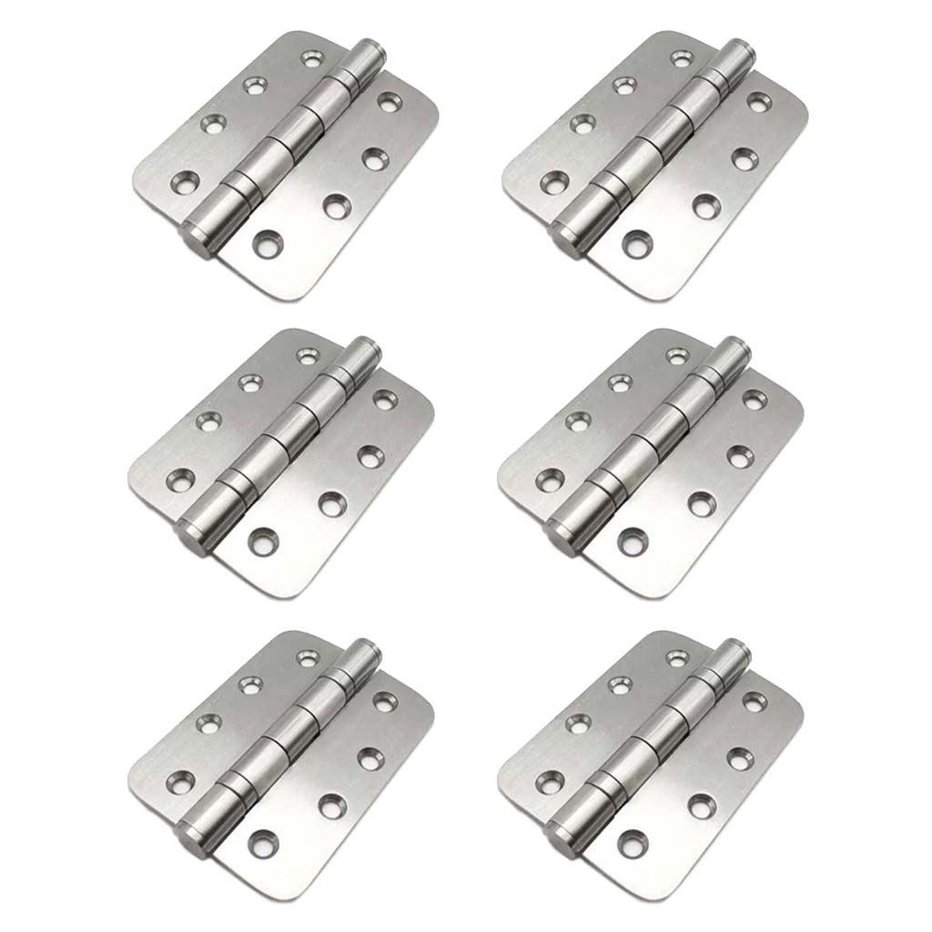 6x Cratus Exterior Satin Stainless Steel Radius Corner Hinges - 102x76