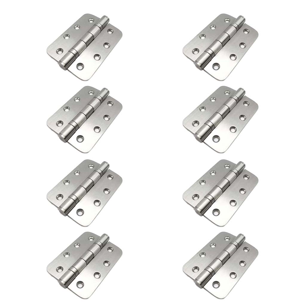 8x Cratus Exterior Satin Stainless Steel Radius Corner Hinges - 102x76