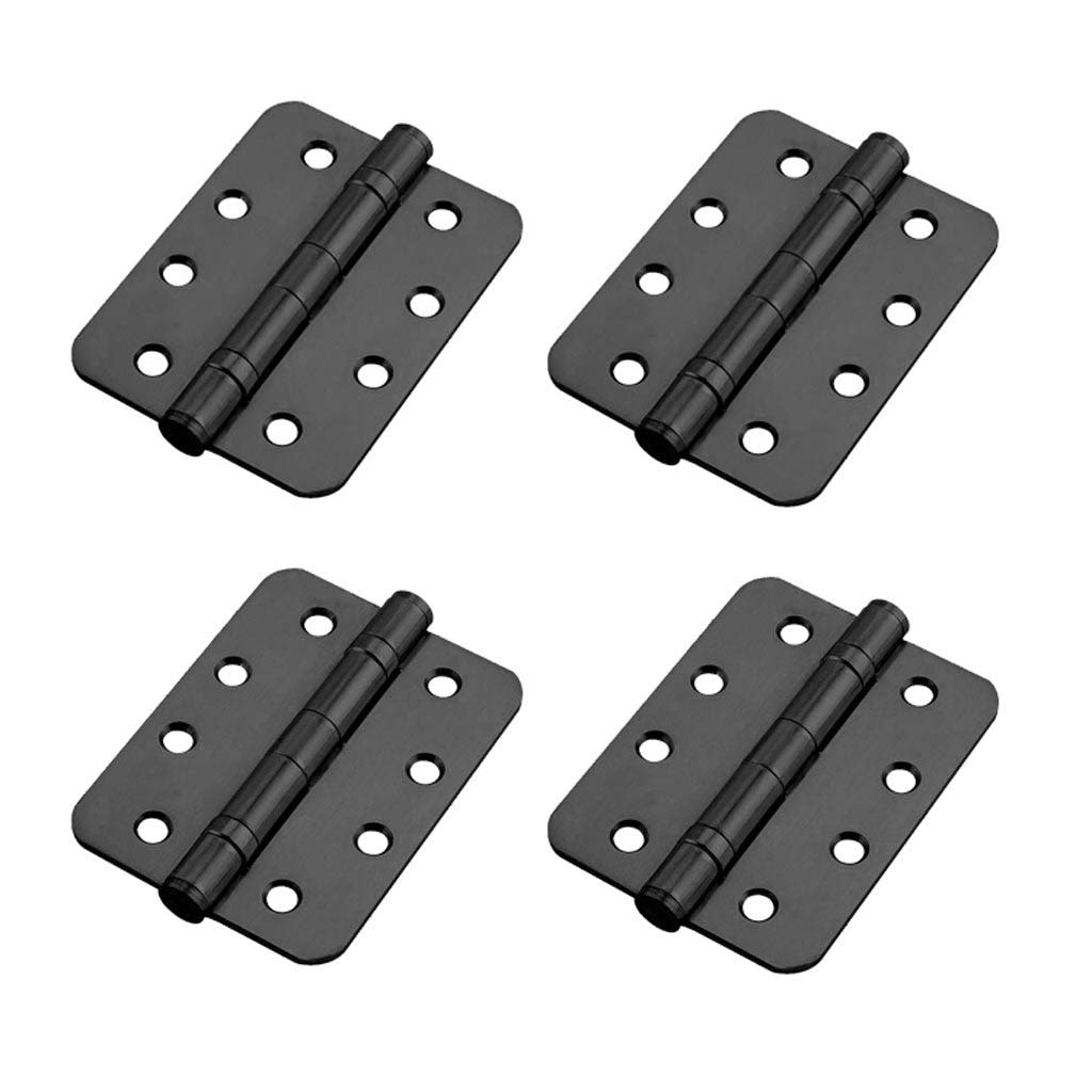 4x Cratus Exterior Matt Black Radius Corner Hinges - 102x76mm