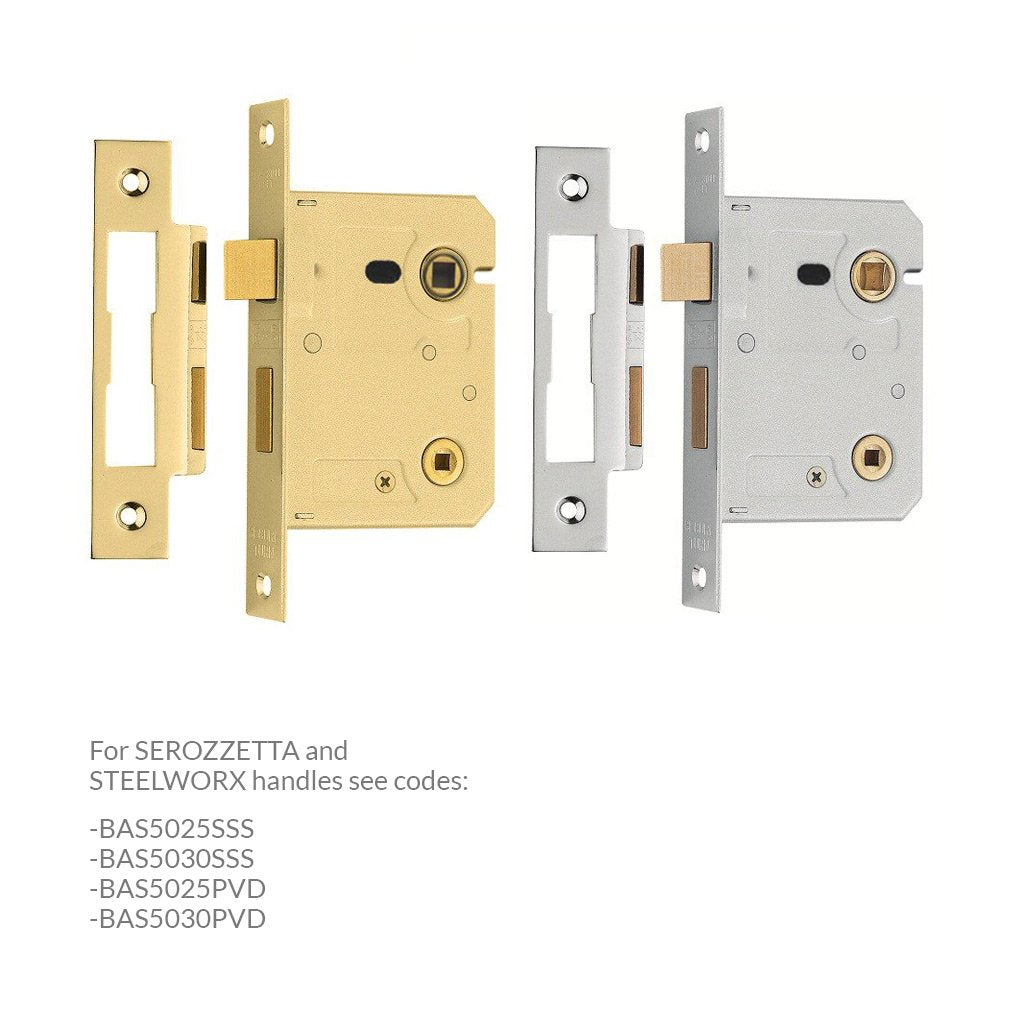 WC Lock For Serrozzetta & Steelworx Handles: Bathroom Lock - 78mm - 4