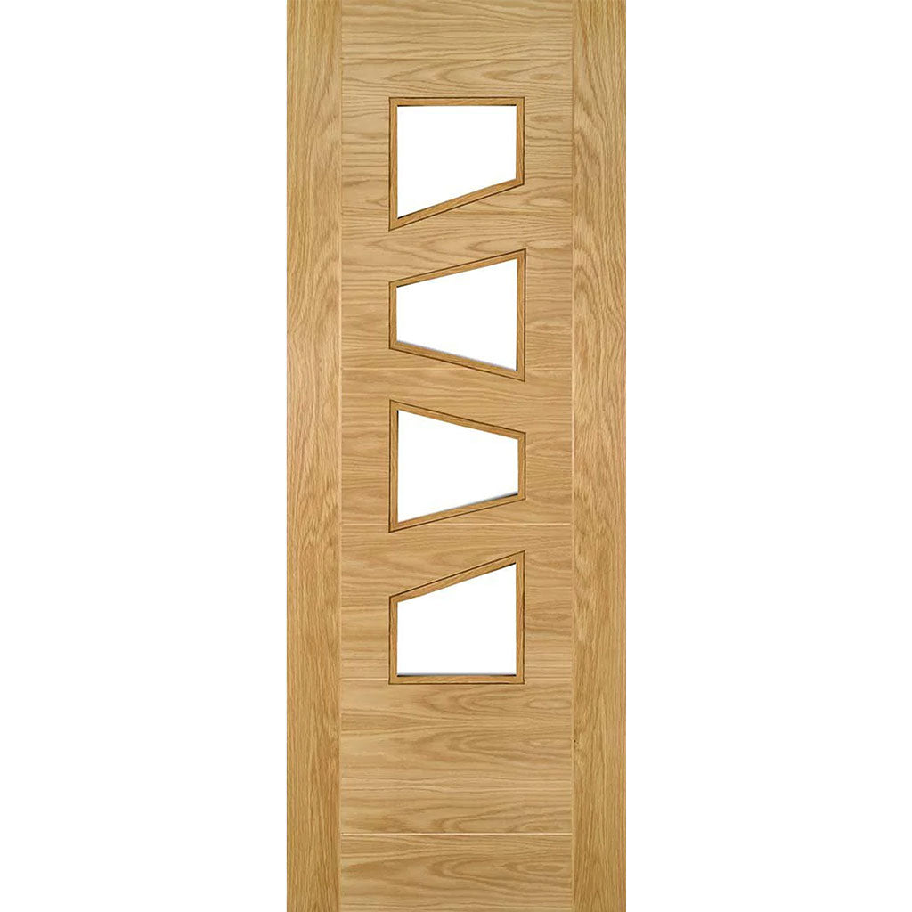 Top Mounted Stainless Steel Sliding Track & Seville 4LS Glazed Oak Doo